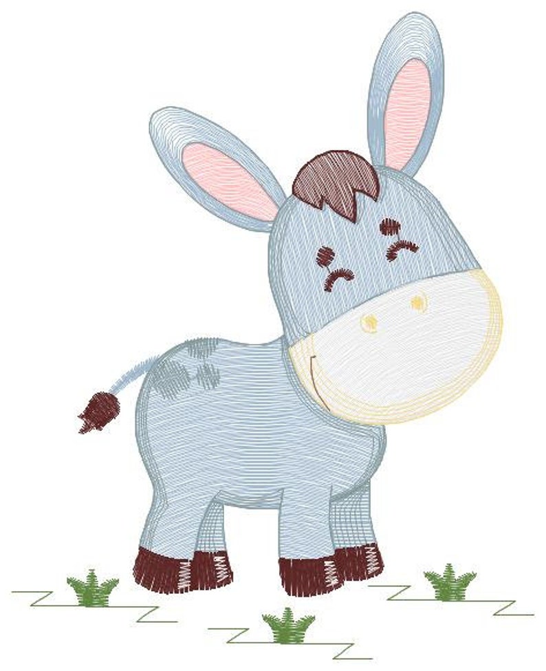 Donkey Embroidery Design Farm Animals Embroidery Designs | Etsy