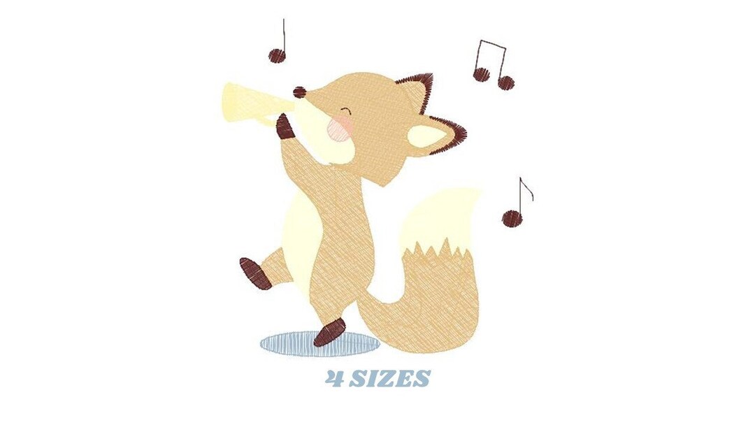 Fox Embroidery Designs Musical Animal Embroidery Design Machine ...