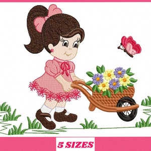 Girl Embroidery Designs - Flower Girl Machine Embroidery Pattern - Baby ...