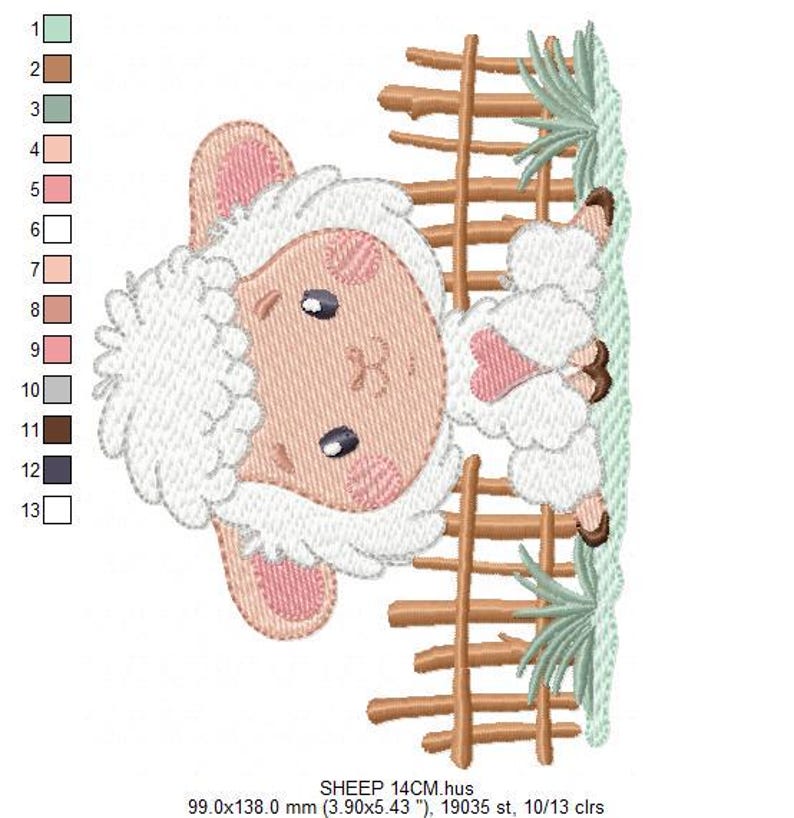 Sheep Embroidery Design - Farm Animal Lamb Machine Embroidery Pattern ...