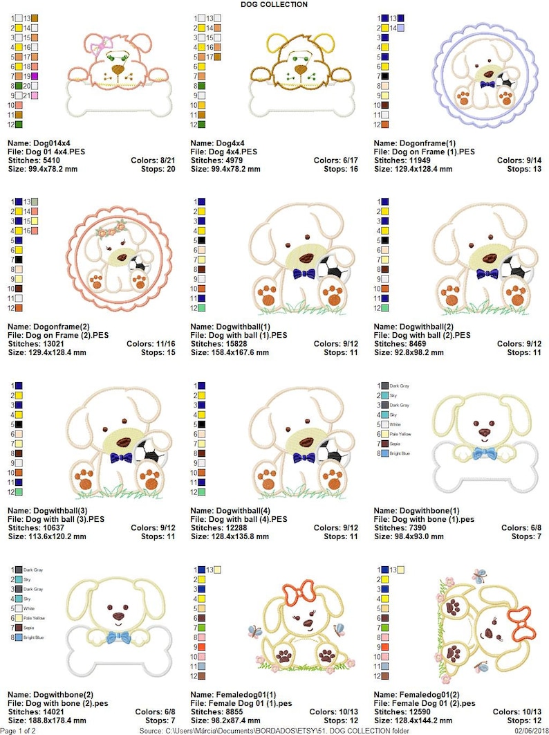Dogs Embroidery Designs Dog Embroidery Design Machine - Etsy