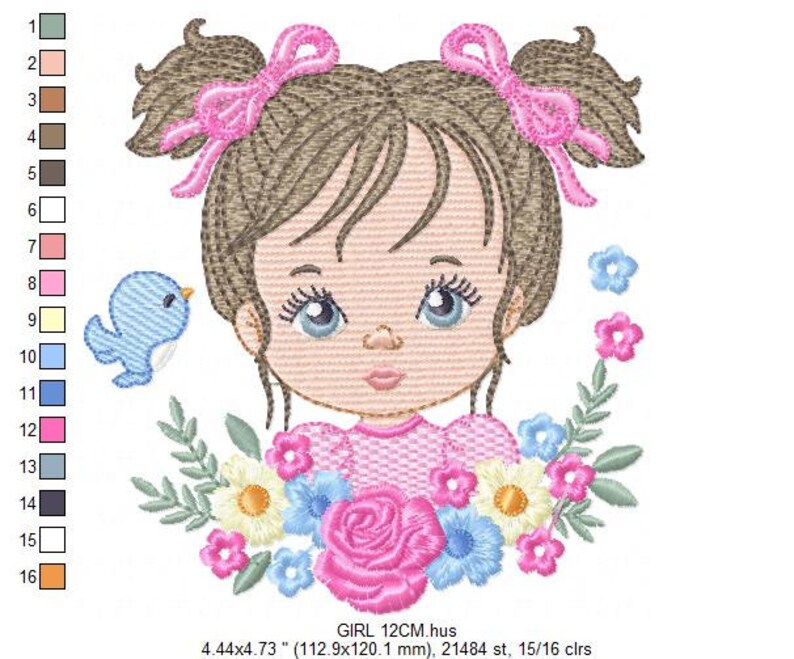 Girl Embroidery Designs - Flower Girl Embroidery Design Machine ...