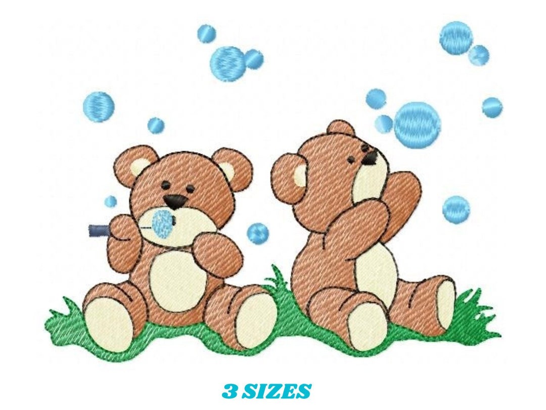 Bear Blowing Bubbles Embroidery Designs - Teddy Bear Machine Embroidery ...