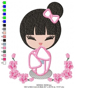 Japanese Geisha Embroidery Designs - Japanese Girl Embroidery Design ...
