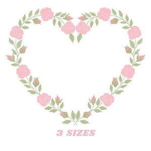 Heart With Roses Embroidery Designs - Flower Embroidery Design Machine ...