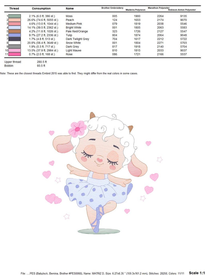 Ballerina Sheep Embroidery Design - Lamb Ballet Dancer Machine ...