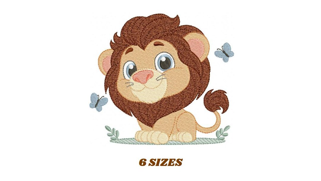 Lion Embroidery Design - Cute Safari Animal Machine Pattern (digital ...