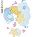Sleeping Moon Embroidery Design - Half Moon With Cloud Stars and Hearts ...