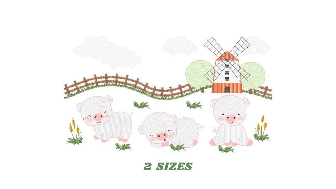 Pig Embroidery Design Animal Ranch Embroidery Designs Machine ...