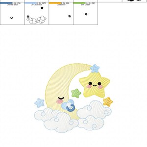 Moon With Stars Embroidery Design - Half Moon Embroidery Design Machine ...