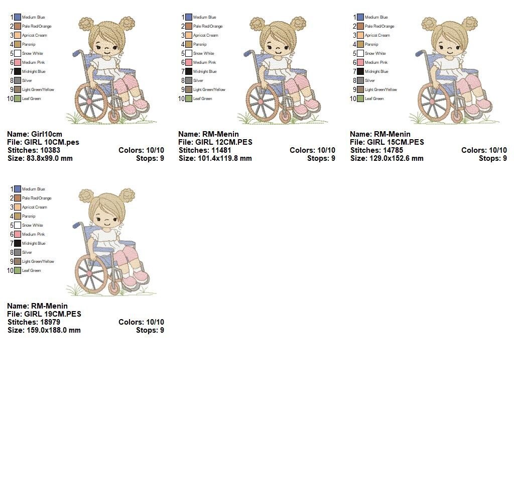 Wheelchair Girl Embroidery Design Special Needs Embroidery | Etsy