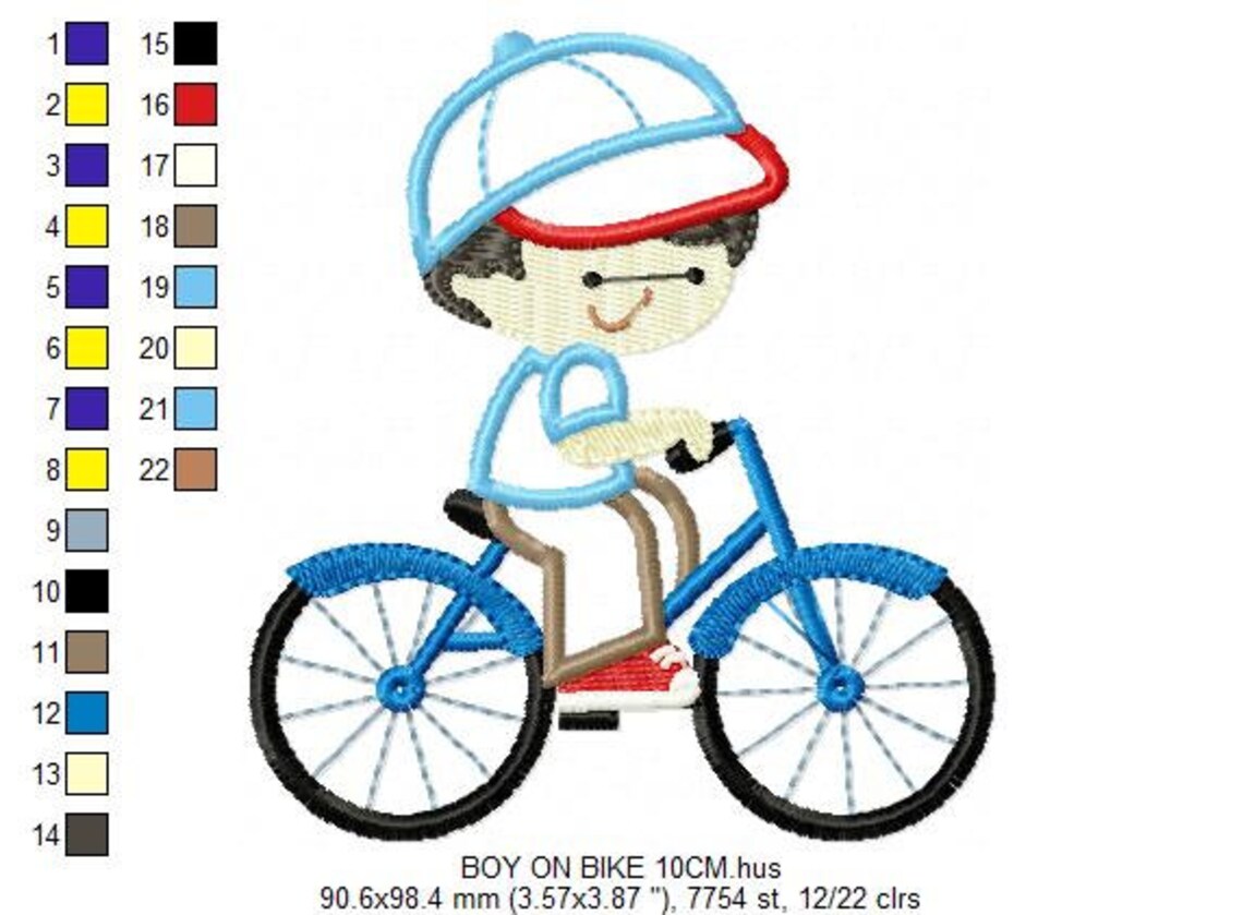 Boy With Bike Embroidery Designs Boy Embroidery Design - Etsy