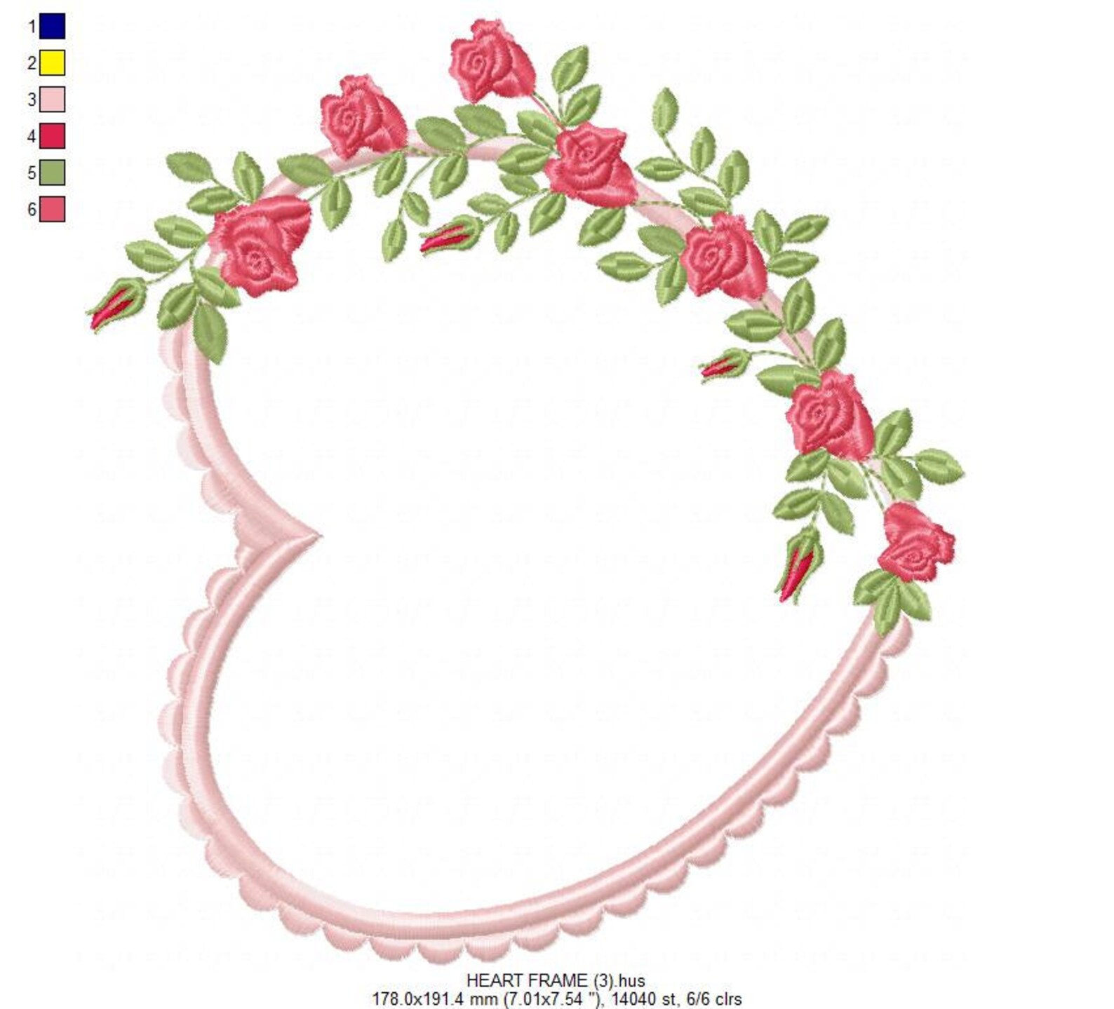 Heart With Roses Embroidery Designs Flower Embroidery Design - Etsy