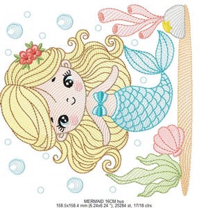 Mermaid Embroidery Designs - Ocean Sea Princess Machine Pattern ...