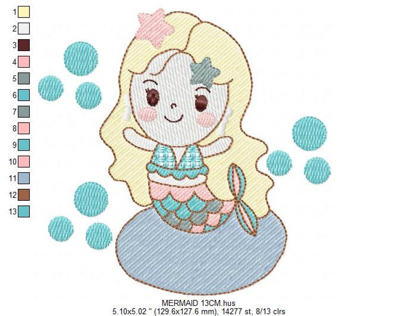 Mermaid Embroidery Designs Princess Embroidery Design | Etsy