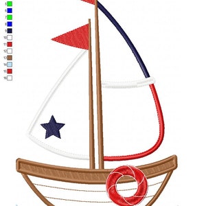 Boat Embroidery Designs Sailboat Embroidery Design Machine Embroidery ...