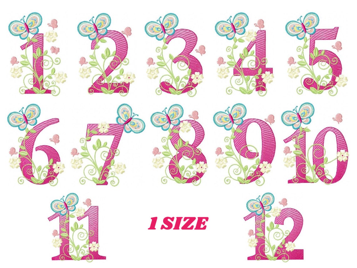 Numbers Embroidery Designs Birthday Embroidery Design - Etsy