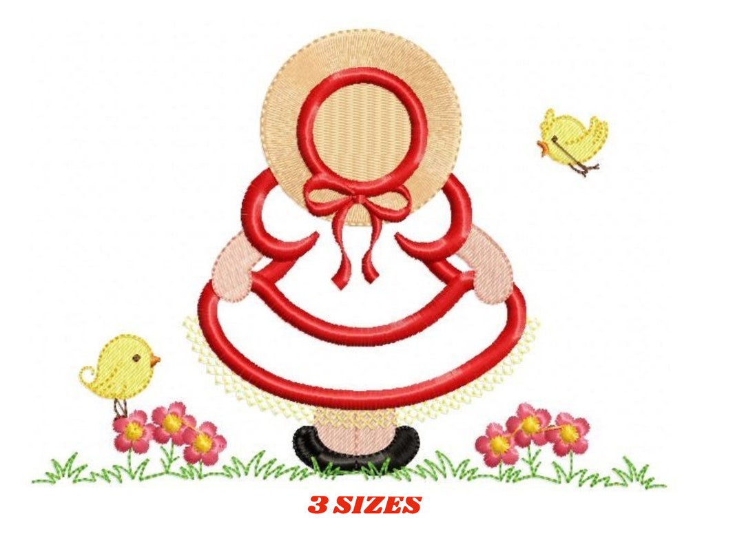 Sunbonnet Embroidery Designs - Girl With Hat Embroidery Design Machine ...