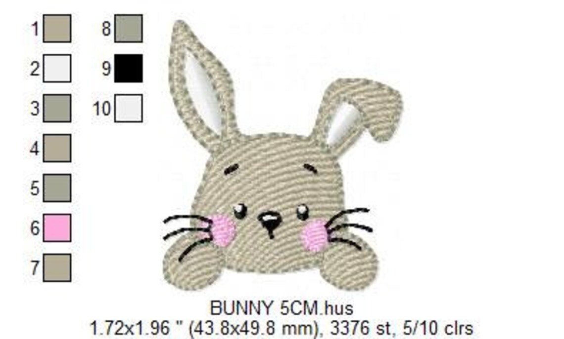 Bunny Face Embroidery Design Rabbit Embroidery Designs - Etsy