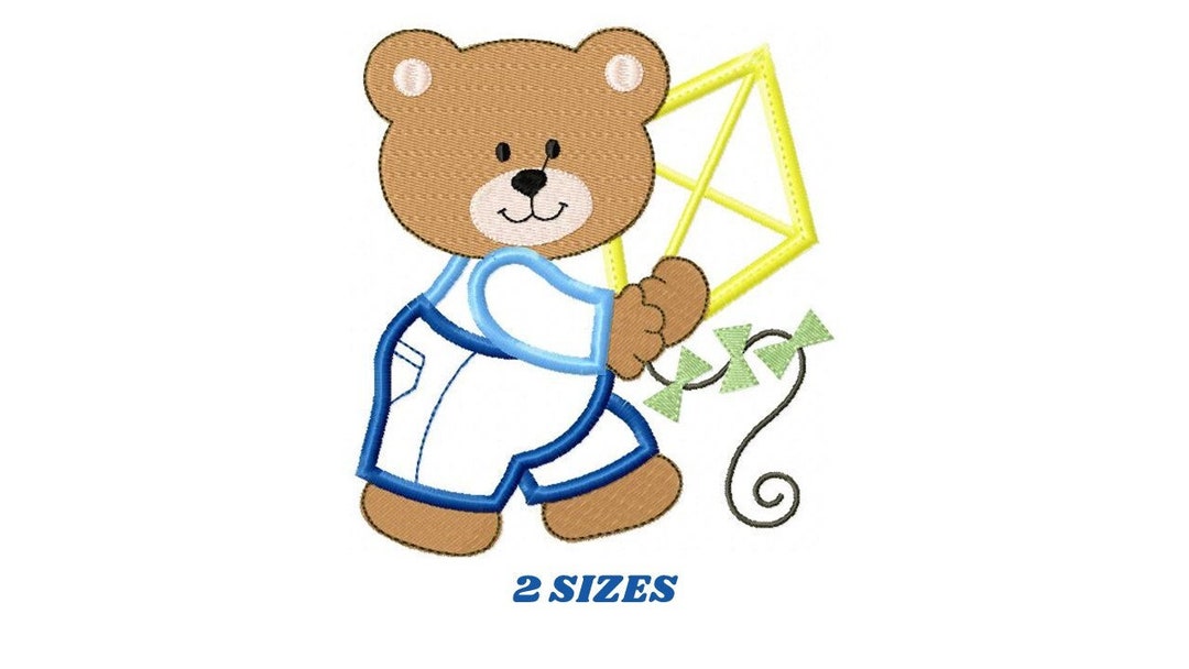 Teddy Bear With Kite Embroidery Designs Baby Boy Embroidery Design ...