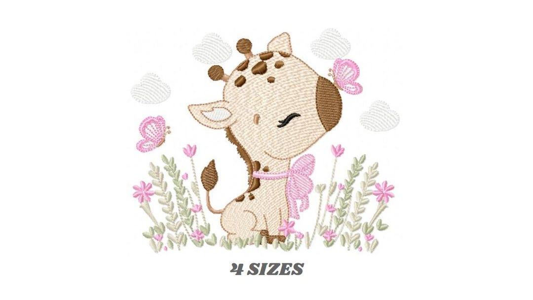 Giraffe Embroidery Design - Safari Wild Animal Machine Embroidery ...