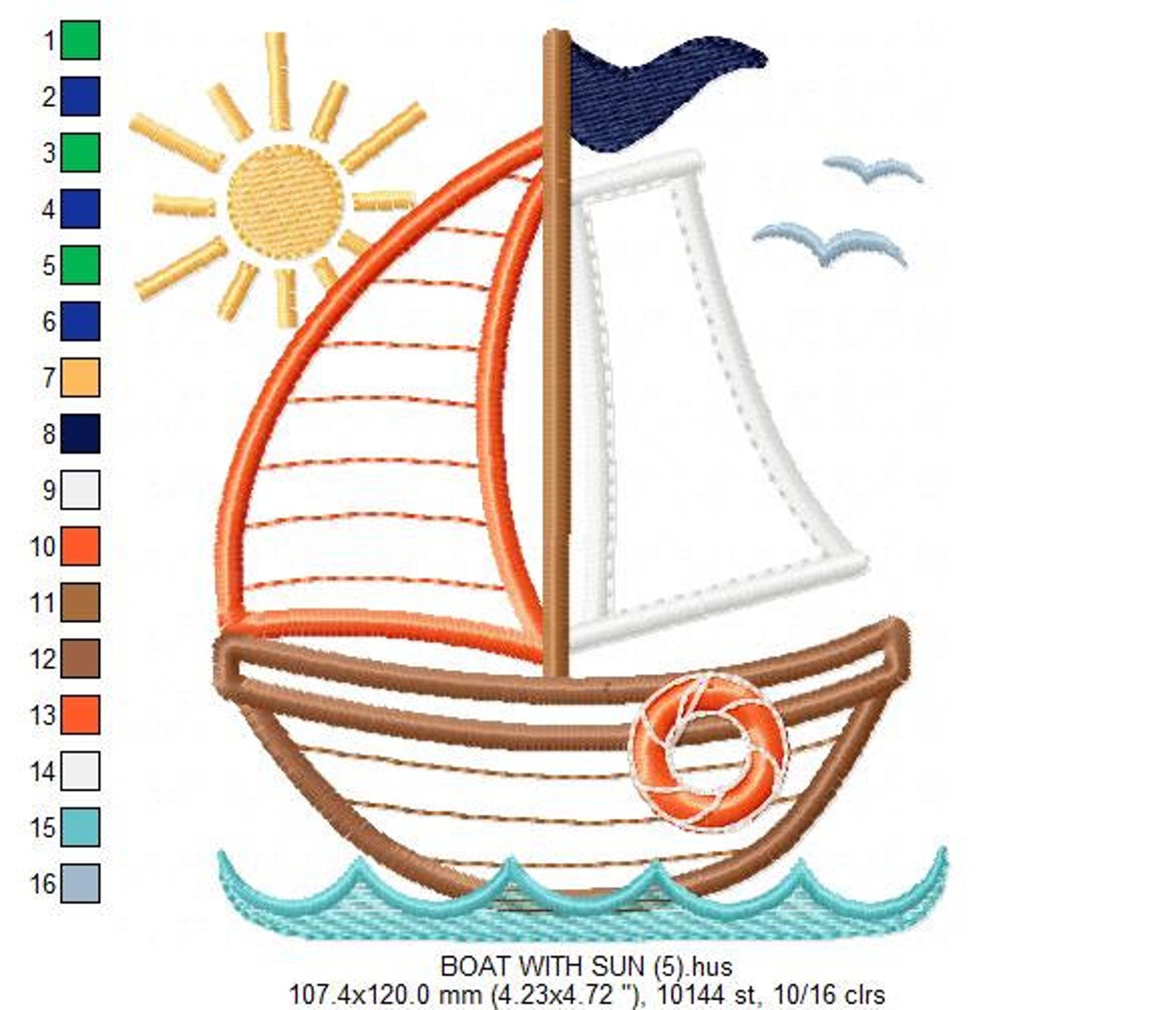 Sailboat Embroidery Designs Nautical Embroidery Design - Etsy
