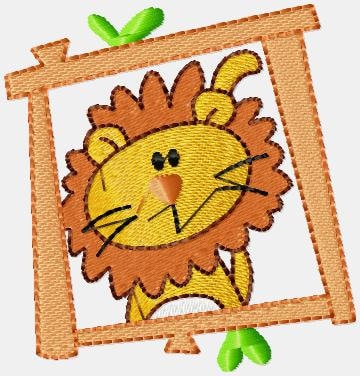 Safari Animal Frame Embroidery Design - Giraffe Zebra Hippo Panda Lion ...