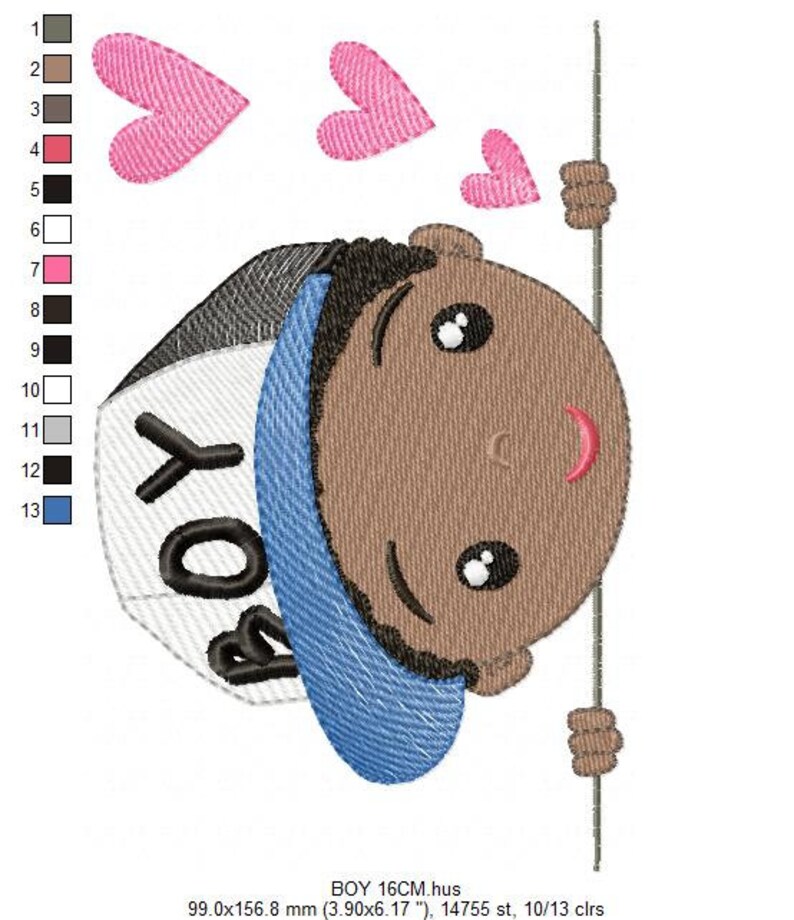 Peek a Boo Boy Embroidery Designs Boy With Cap Embroidery - Etsy