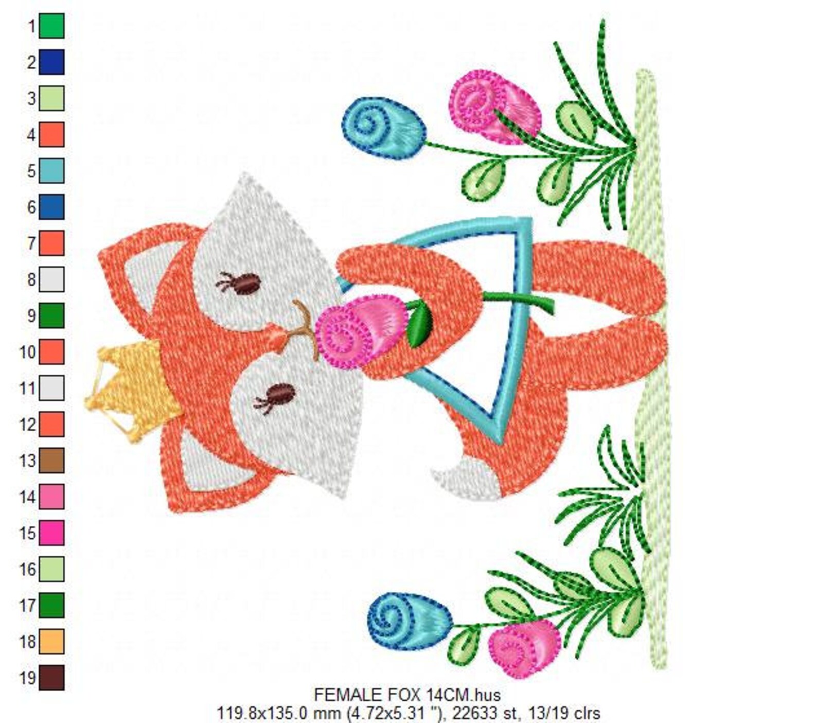 Fox Embroidery Designs Red Fox Embroidery Design Machine | Etsy