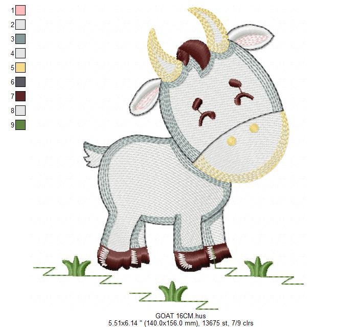 Goat Embroidery Design Farm Animals Embroidery Designs - Etsy UK