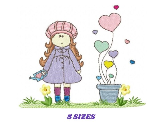 Girl Embroidery Designs Flower Girl Embroidery Design | Etsy
