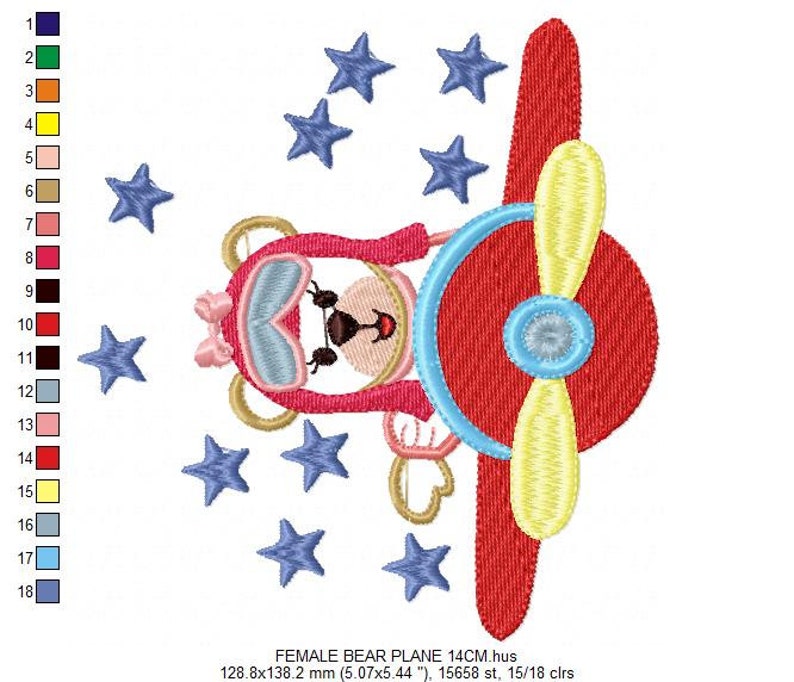 Pilot Bear Embroidery Designs Plane Embroidery Design - Etsy