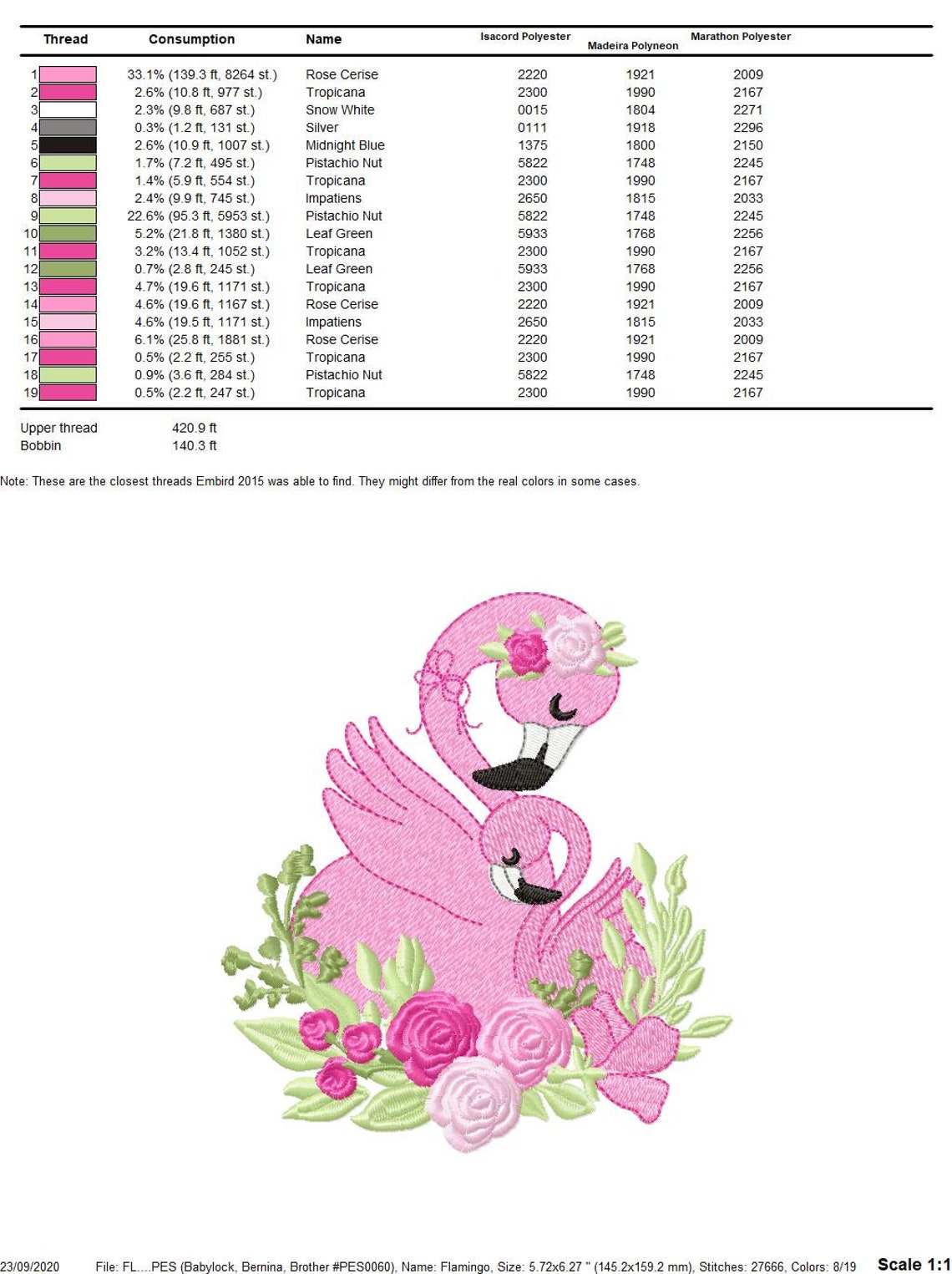 Flamingo embroidery designs Bird embroidery design machine | Etsy