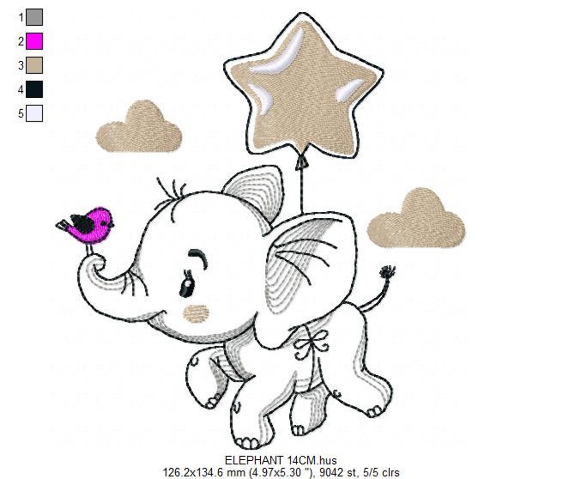 Elephant Embroidery Designs Animal Embroidery Design Machine - Etsy