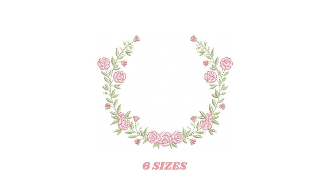 Monogram Frame With Roses Embroidery Designs - Flower Laurel Wreath ...