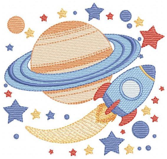 Space Rocket Embroidery Designs - Space Planet Saturn Machine ...