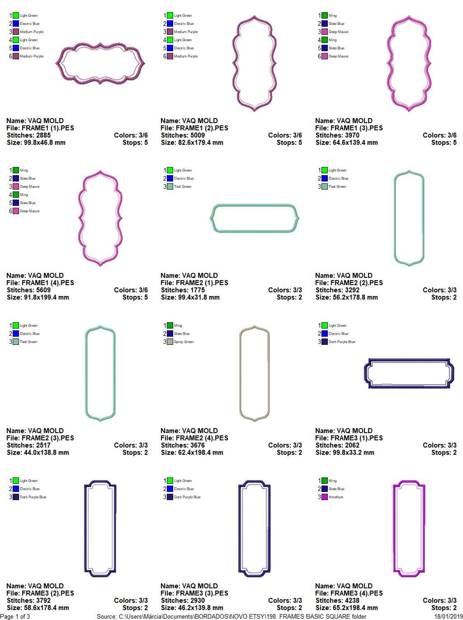 Frame Embroidery Designs Set Frame Applique Design Machine | Etsy