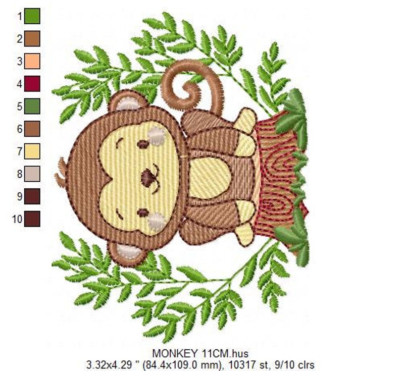 Monkey Embroidery Designs - Safari Embroidery Design Machine Embroidery ...