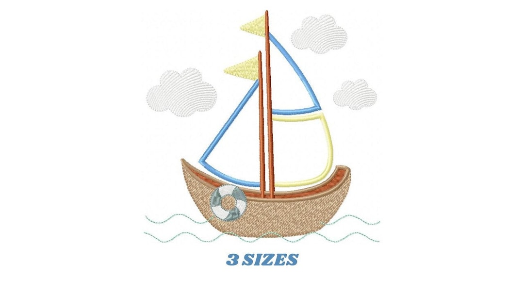 Boat Embroidery Designs - Sailboat Applique Machine Embroidery Pattern ...