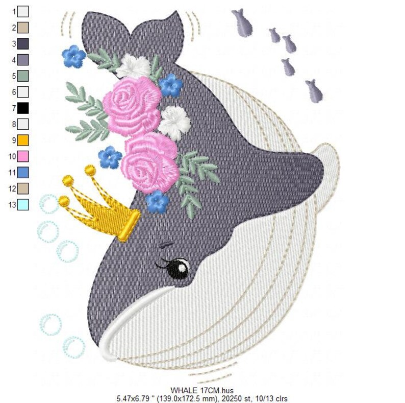 Whale Embroidery Designs Baby Girl Embroidery Design Machine - Etsy