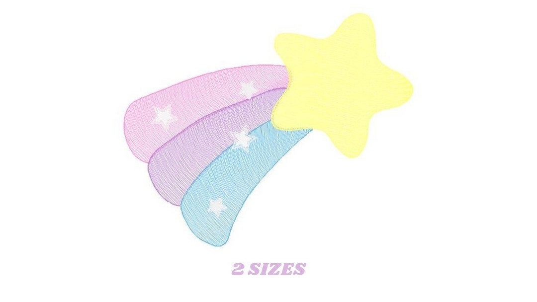 Falling Star Embroidery Designs Star With Rainbow Embroidery Design ...