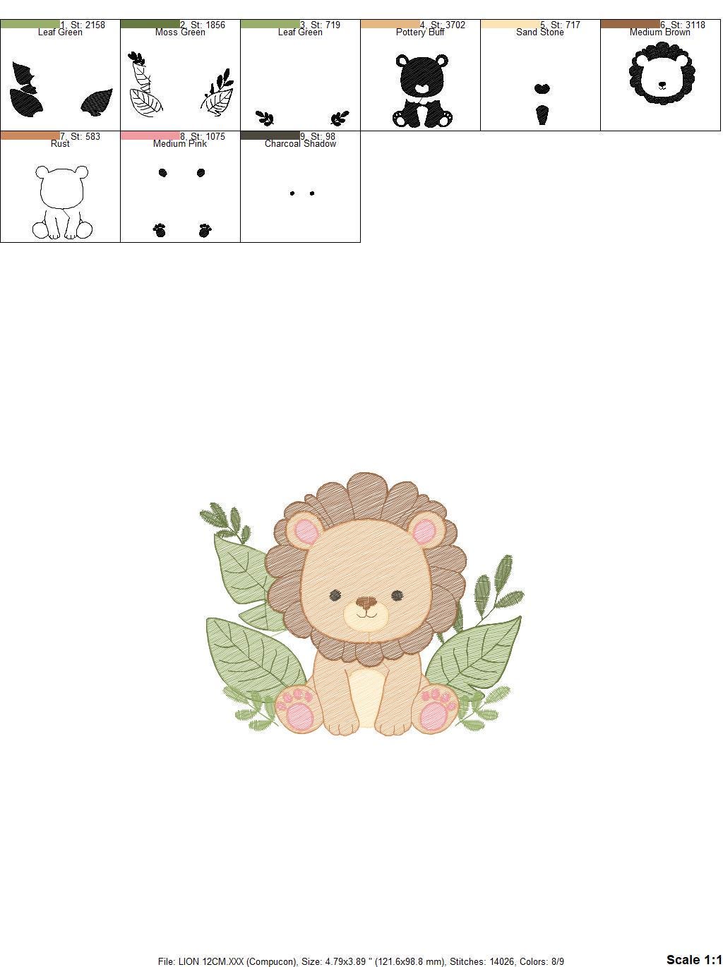 Lion Embroidery Designs - Safari Animal Embroidery Design Machine ...