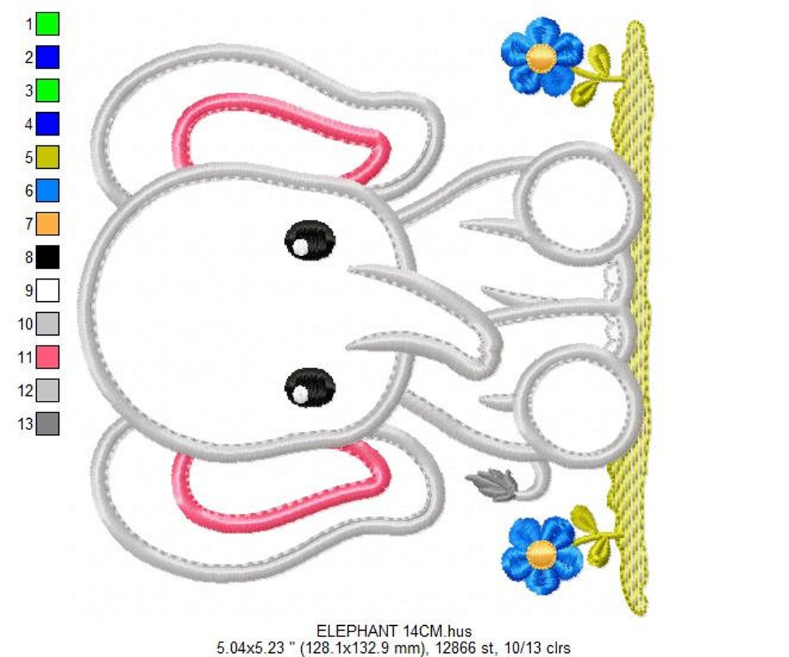 Elephant Embroidery Designs Animal Embroidery Design Machine | Etsy
