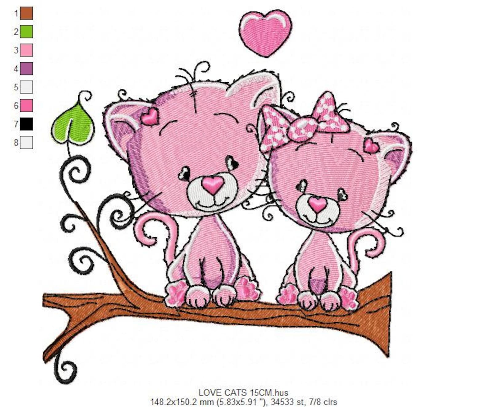 Cat Embroidery Design Love Embroidery Designs Machine | Etsy