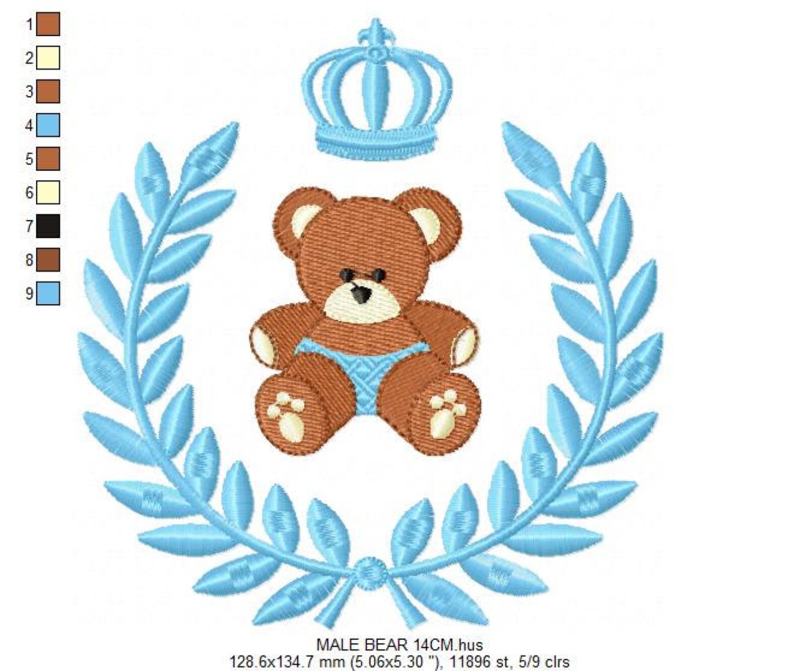 Bear With Wreath Embroidery Design Teddy Embroidery Design Machine ...