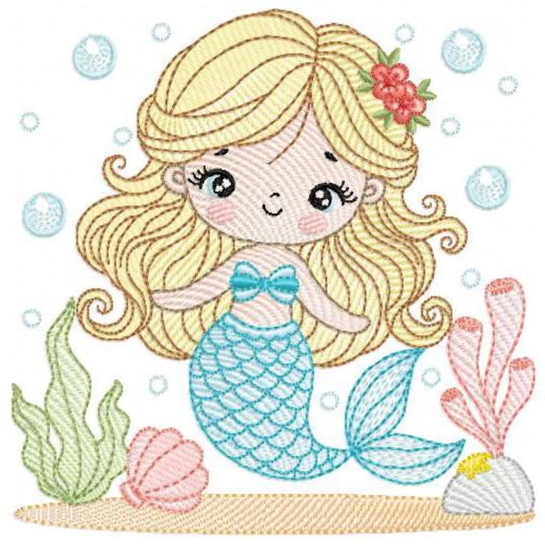Mermaid Embroidery Designs - Ocean Sea Princess Machine Pattern ...