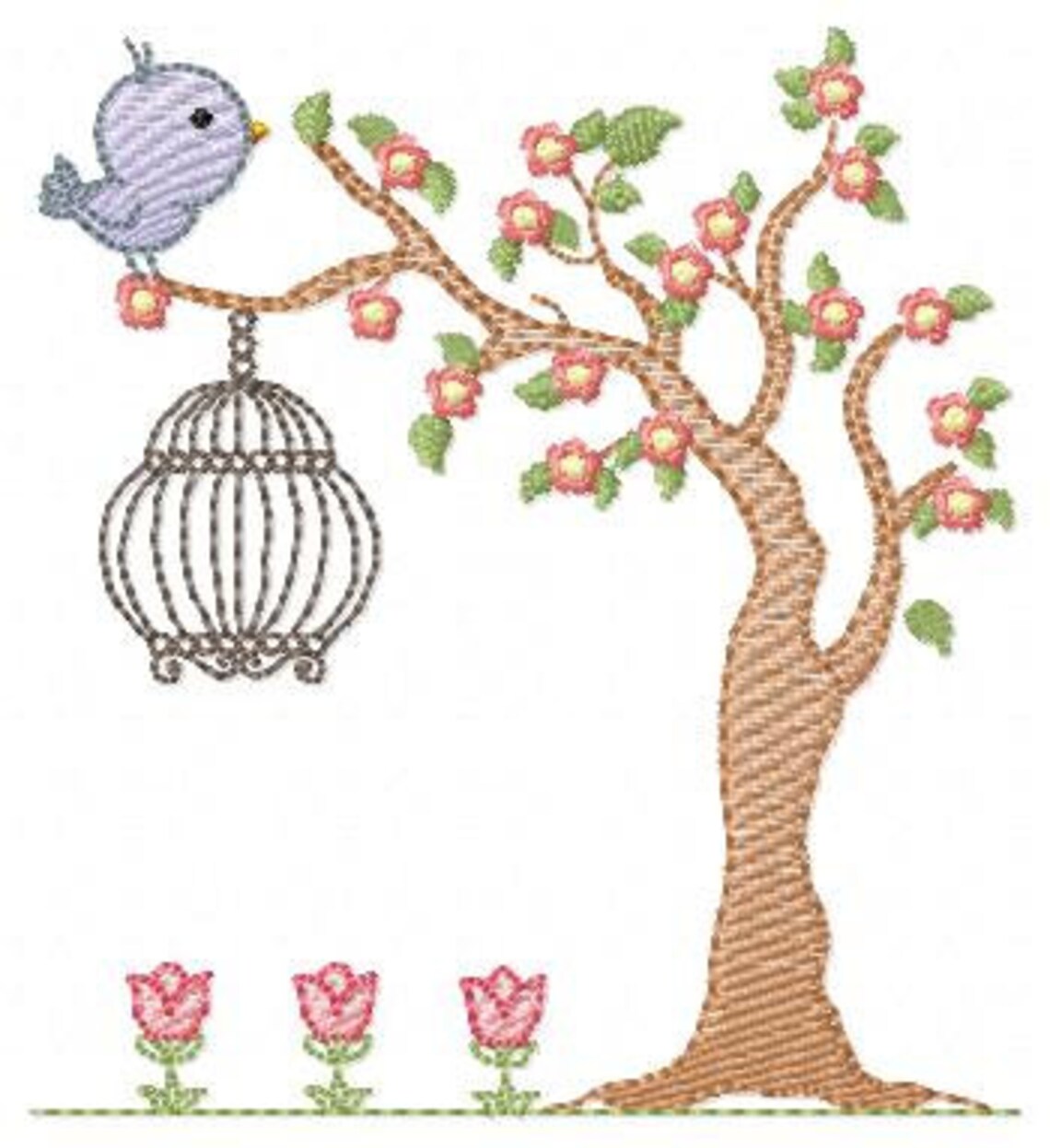 Bird Embroidery Designs bird With Tree Embroidery Design - Etsy