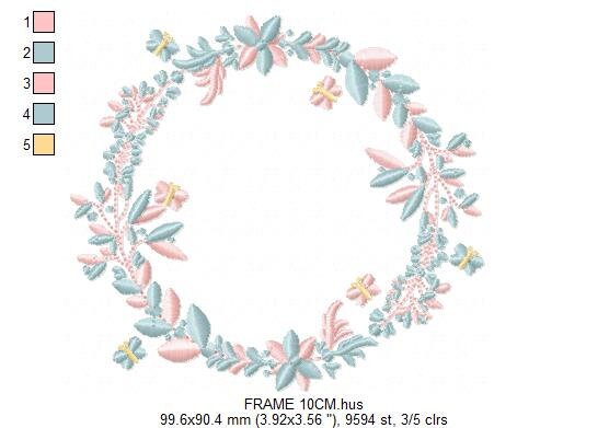 Monogram Frame Embroidery Designs Flower Embroidery Design - Etsy