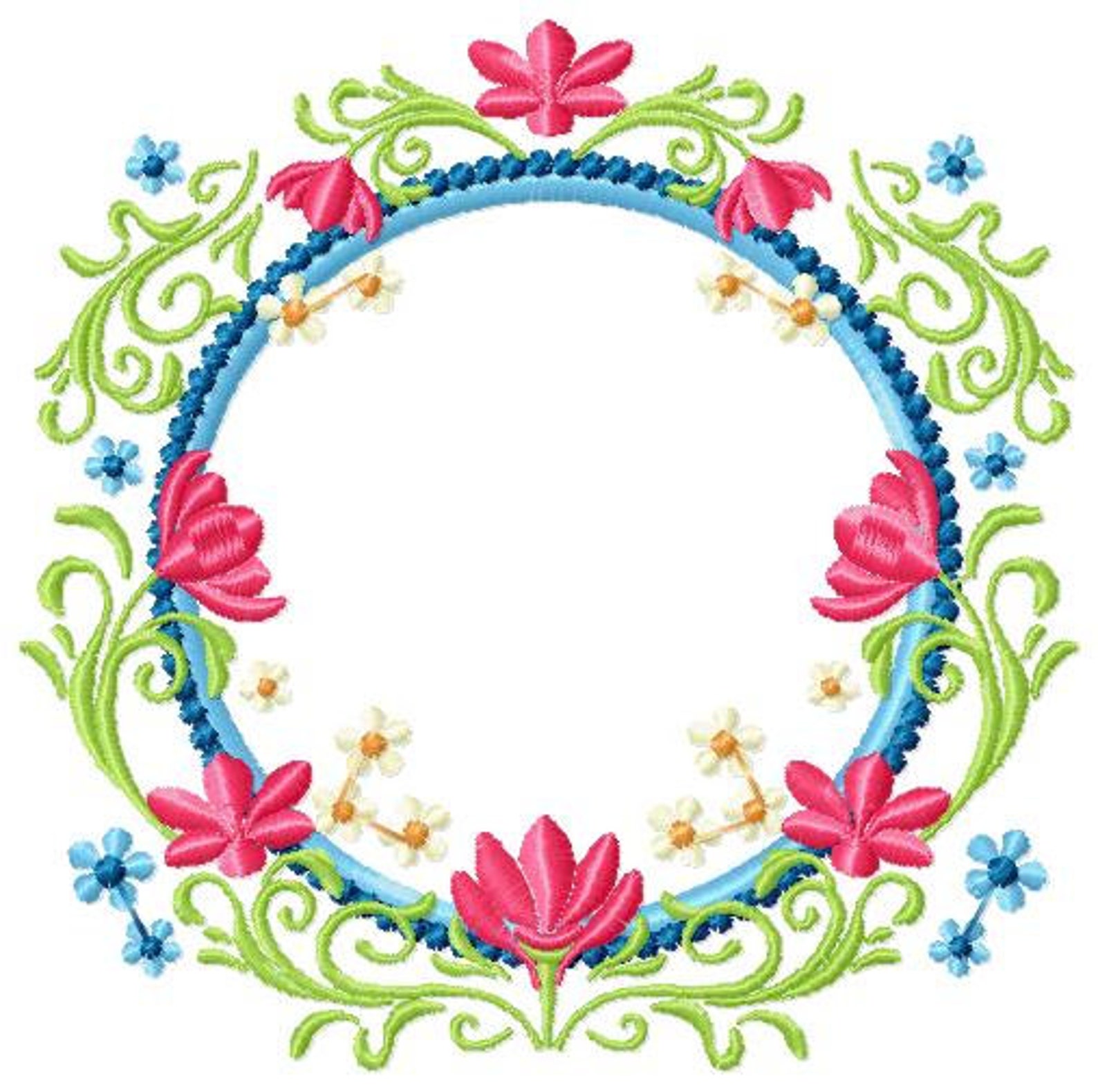 Monogram Frame Embroidery Designs Flower Embroidery Design - Etsy