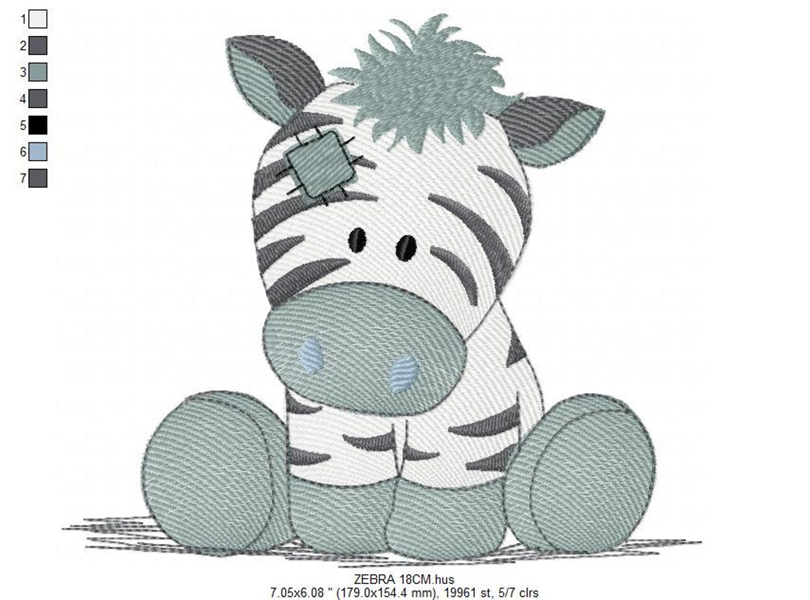 Patched Zebra Embroidery Designs Animal Embroidery Design | Etsy